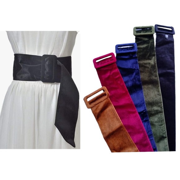 Accessories | Last One Red Velvet Wide Waist Belt Sash With Buckle ...